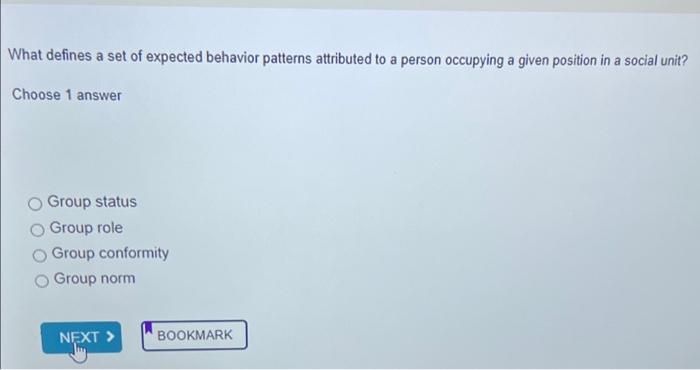 what defines a set of behavior pattern attributed a | Chegg.com