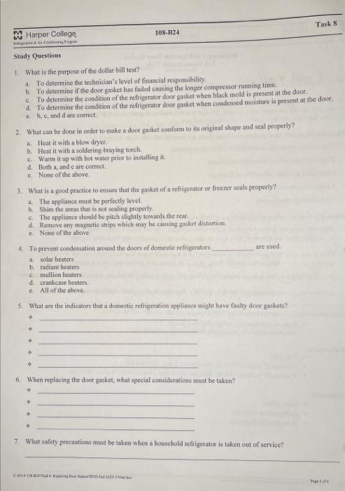 Solved 1. What is the purpose of the dollar bill test? a. To | Chegg.com