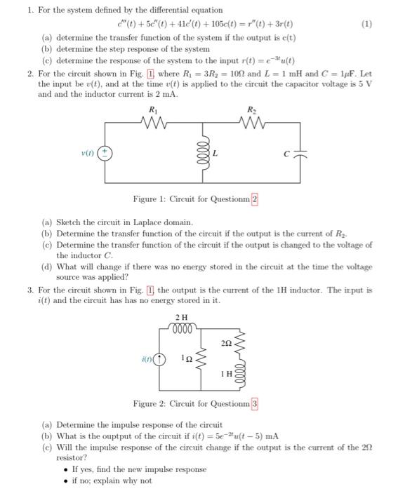 1. For the system defined by the differential | Chegg.com