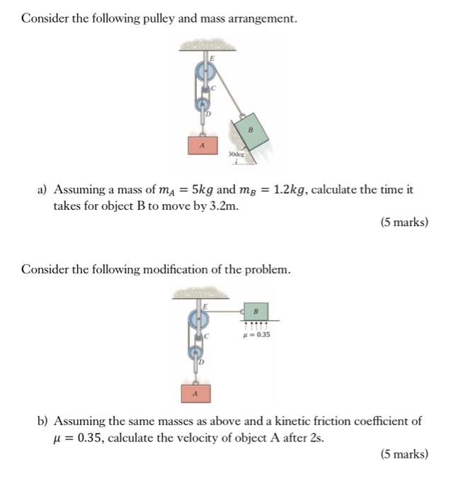 Solved Consider the following pulley and mass arrangement. | Chegg.com