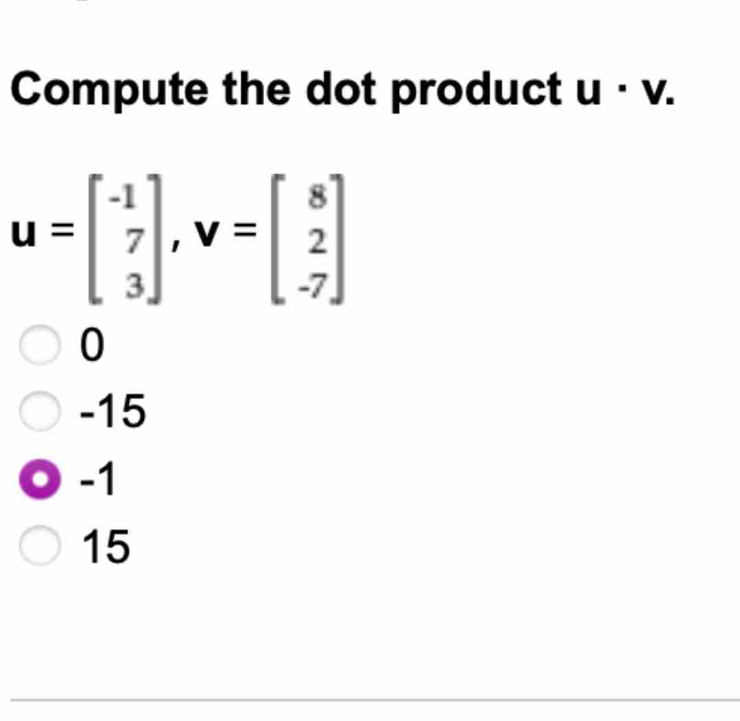 Solved Compute the dot product | Chegg.com