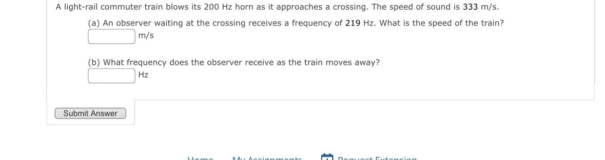 Solved A light-rail commuter train blows its 200Hz horn as | Chegg.com Solved A light-rail commuter train blows its 200Hz horn as | Chegg.com
