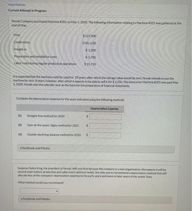 Solved View Policies Current Attempt in Progress Novak | Chegg.com