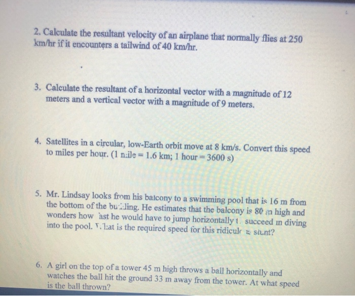 Solved 2. Calculate the resultant velocity of an airplane | Chegg.com