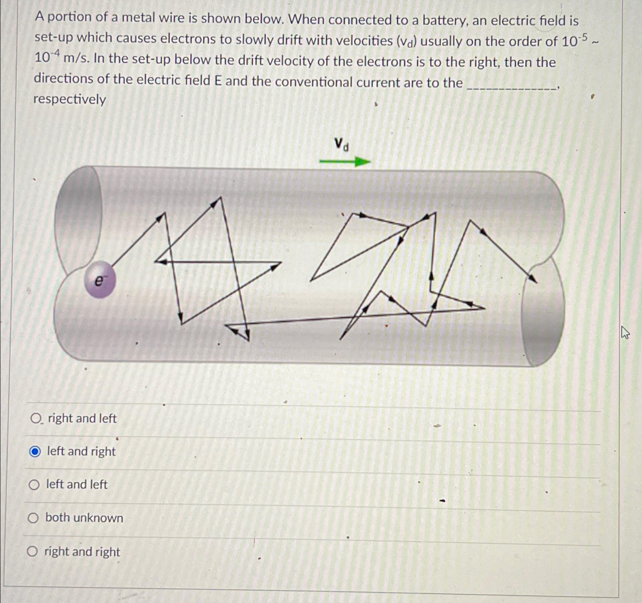 Solved A portion of a metal wire is shown below. When | Chegg.com