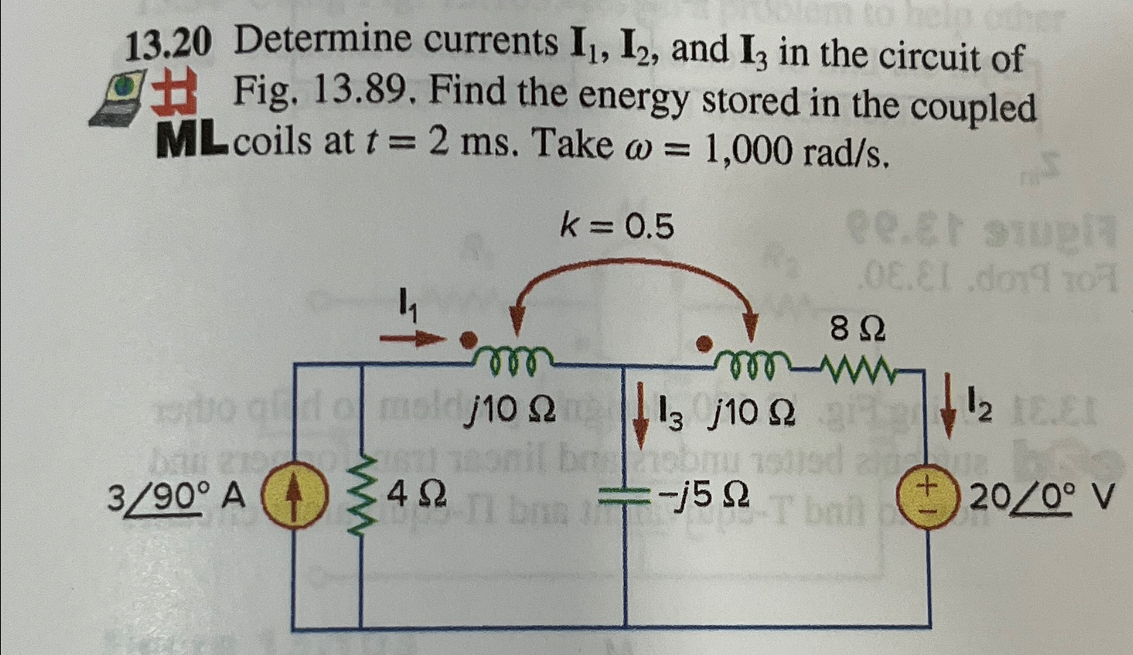 13.20 ﻿Determine currents I1,I2, ﻿and I3 ﻿in the | Chegg.com