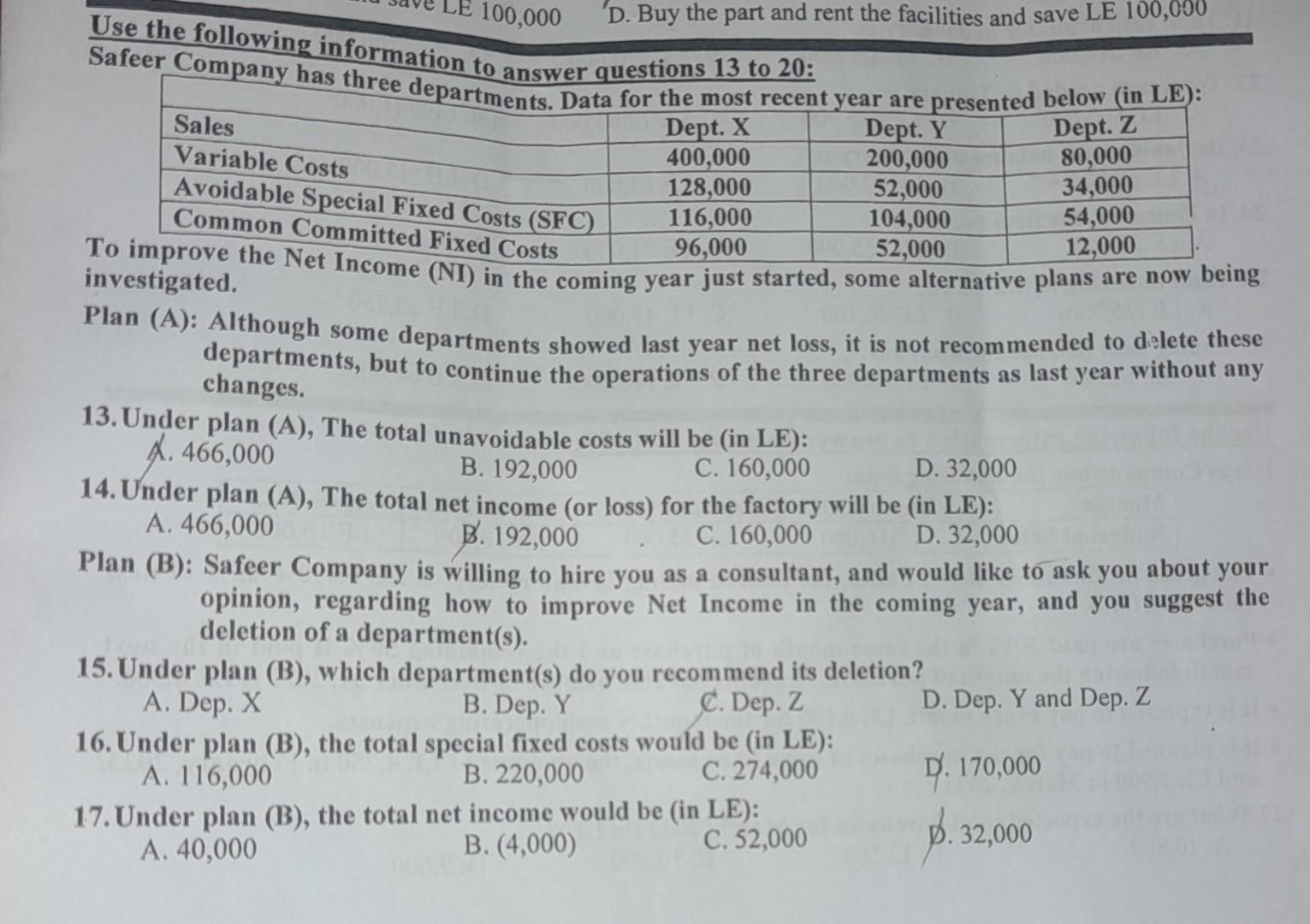 Solved Use the following information to answer questions 13 | Chegg.com