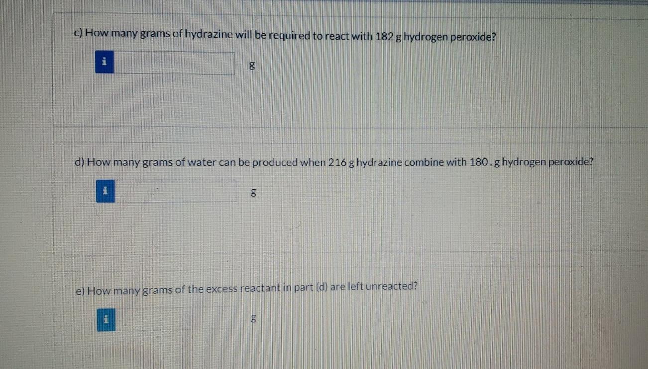 Solved Hydrazine (N2H4) and hydrogen peroxide (H202) have | Chegg.com