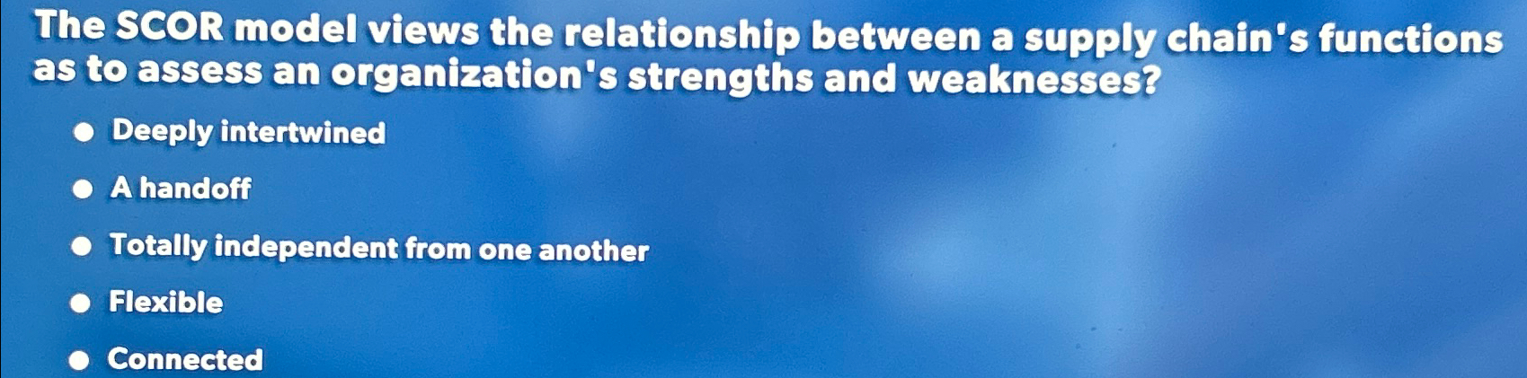 Solved The SCOR model views the relationship between a | Chegg.com