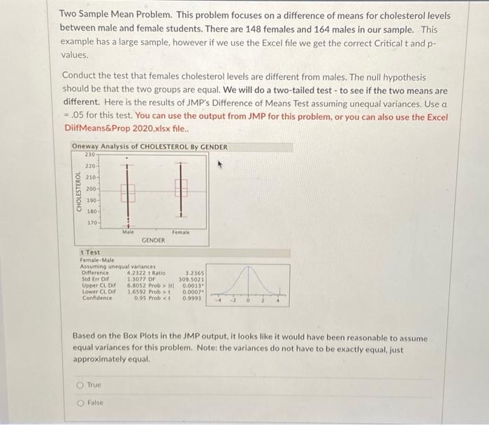 Solved Two Sample Mean Problem. This problem focuses on a | Chegg.com