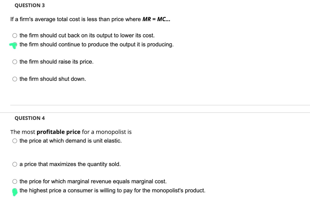 Solved QUESTION 3If a firm's average total cost is less than | Chegg.com