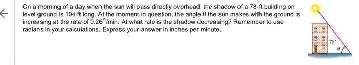 Solved On a morning of a day when the sun will pass directly | Chegg.com