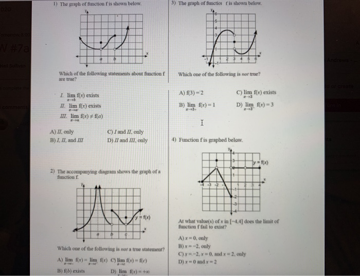 Solved 1) The graph of function fis shown below. 3) The | Chegg.com