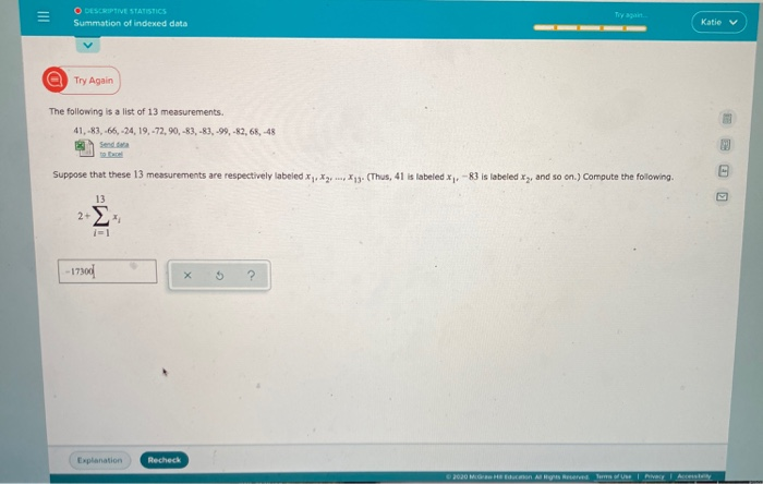 Solved O DESCRIPTIVE STATISTICS Summation of indexed data | Chegg.com