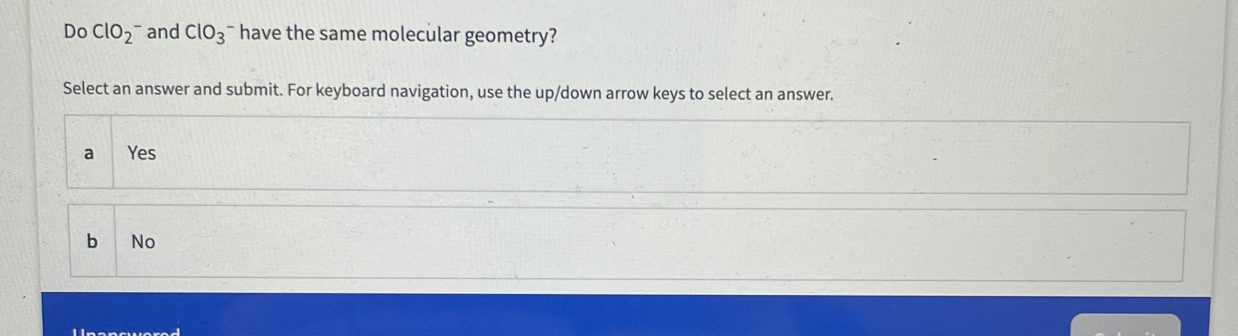 Solved Do ClO2-and ClO3-- ﻿have the same molecular | Chegg.com