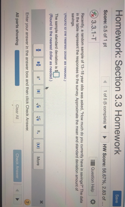 Solved Homework Section 3 3 Homework Save Score 0 5 Of 1