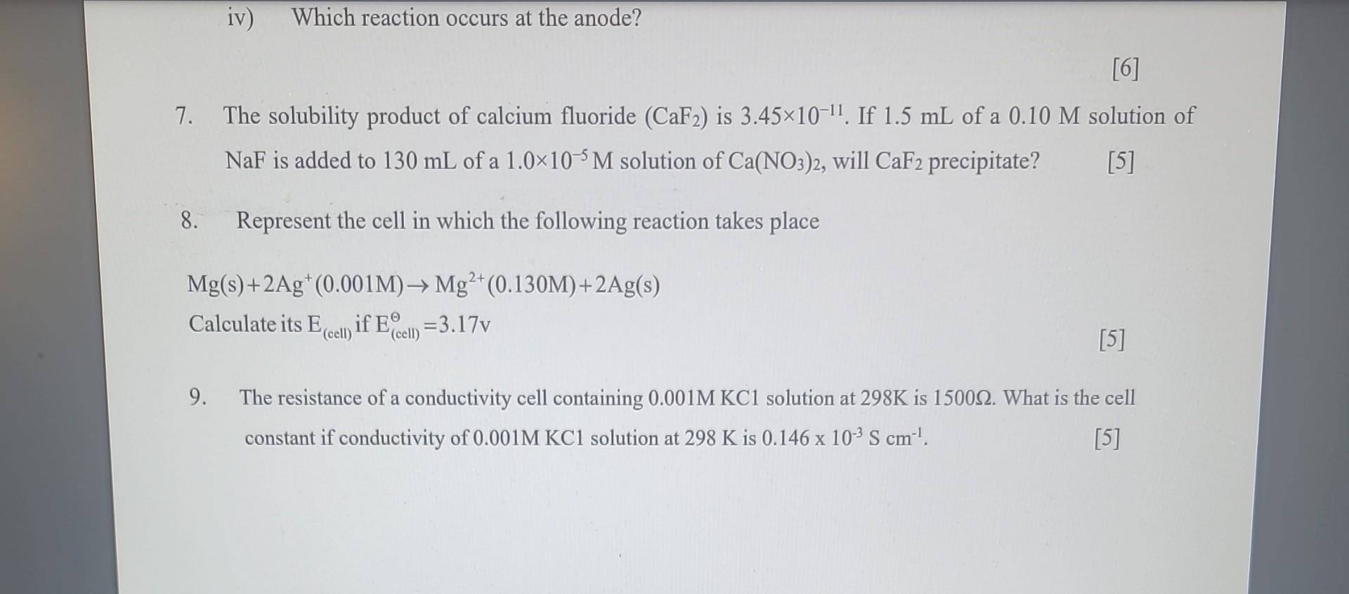 Solved 7. The solubility product of calcium fluoride (CaF2) | Chegg.com