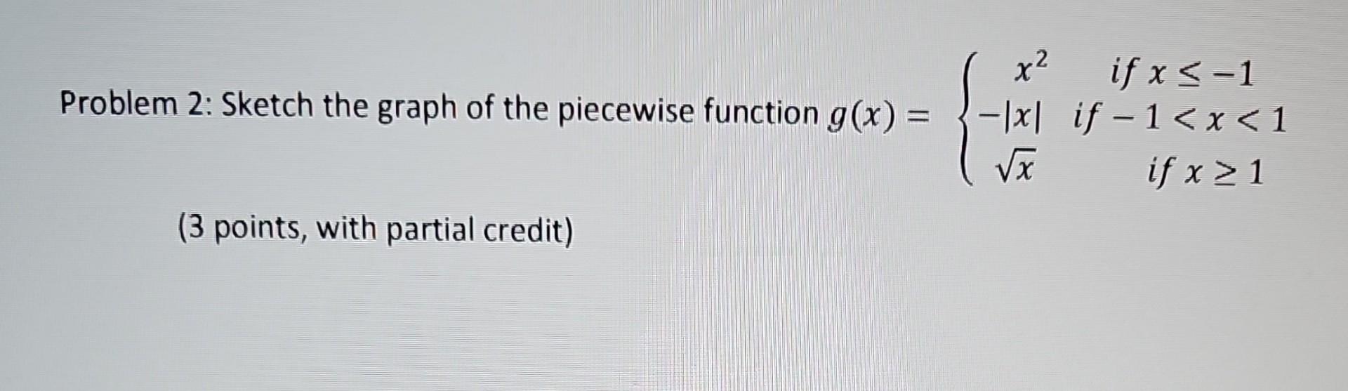 Solved Problem 2: Sketch the graph of the piecewise function | Chegg.com