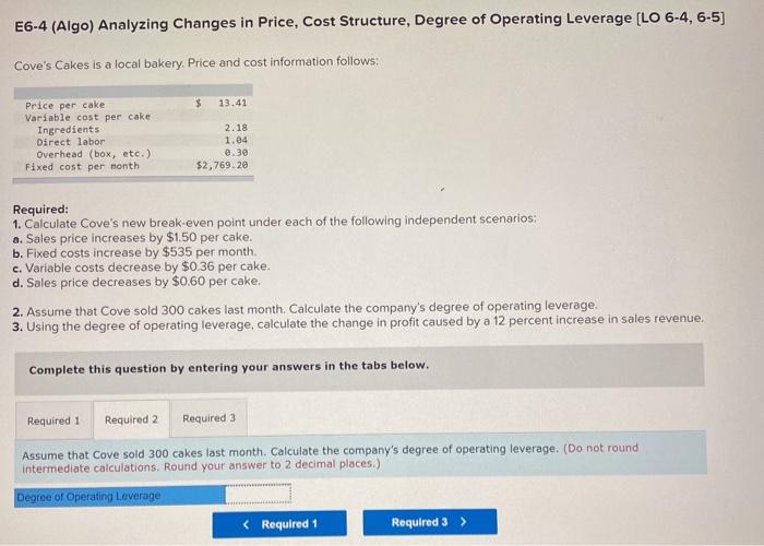 Solved E6-4 (Algo) Analyzing Changes in Price, Cost | Chegg.com