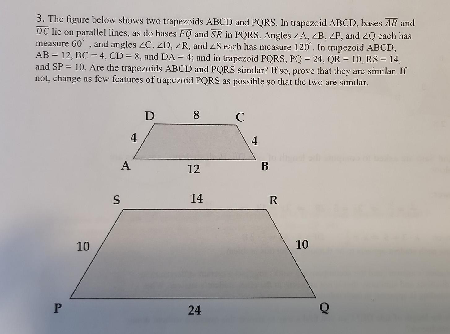 Solved 3. The figure below shows two trapezoids ABCD and | Chegg.com