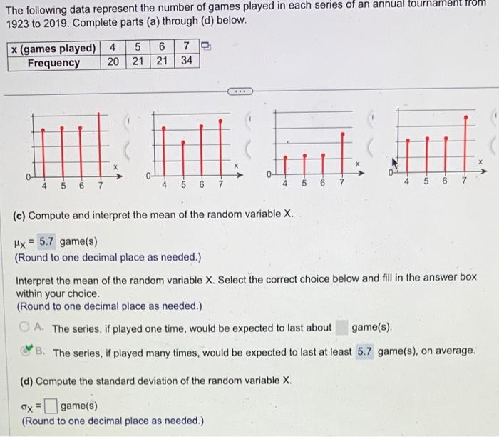 Solved The following data represent the number of games | Chegg.com