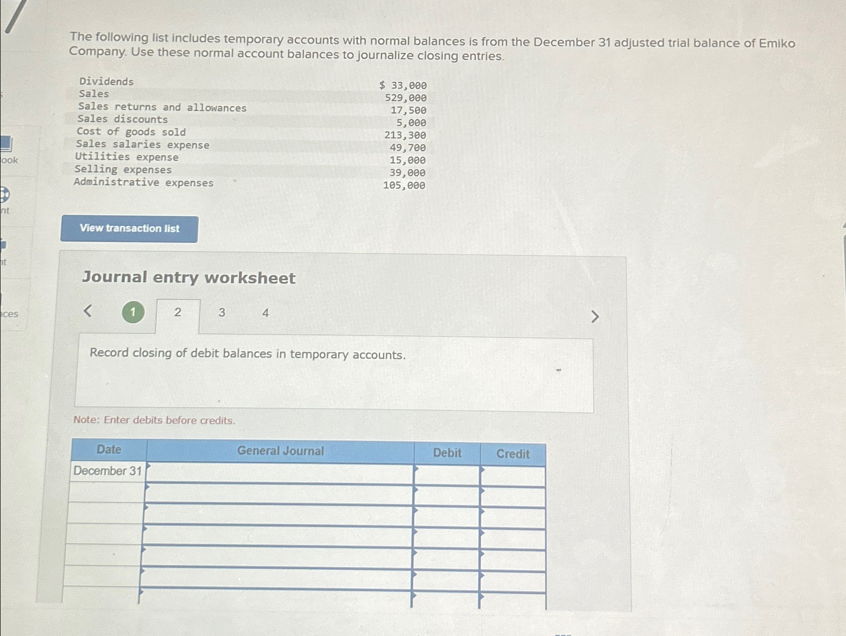 Solved The following list includes temporary accounts with | Chegg.com