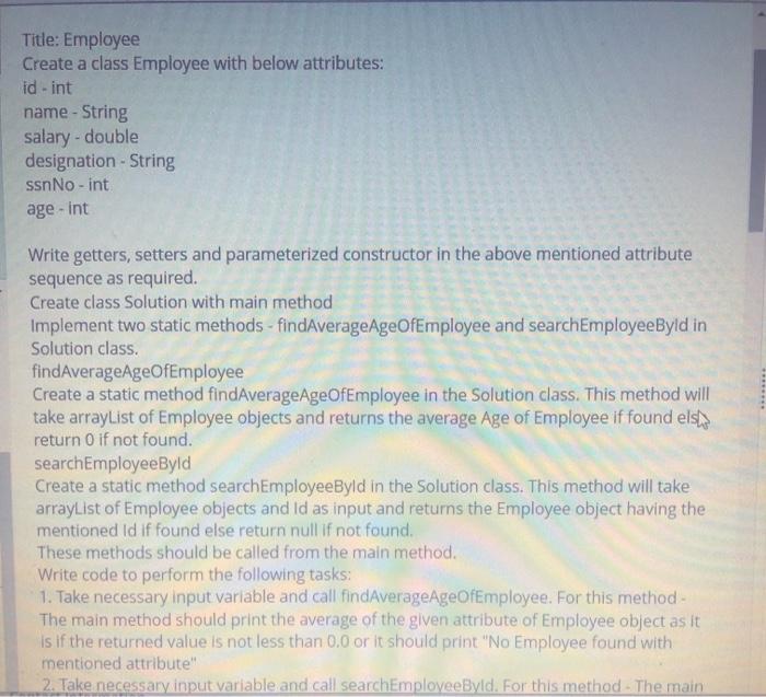 Solved Title: Employee Create a class Employee with below | Chegg.com