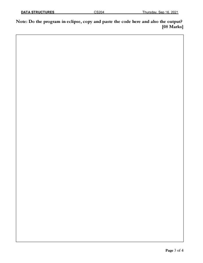 Solved DATA STRUCTURES CS204 Thursday, Sep 16, 2021 All the | Chegg.com