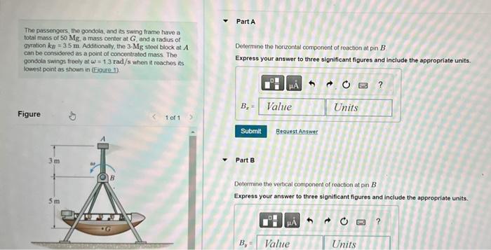 Solved The passengers, the gondola, and its swing frame have | Chegg.com