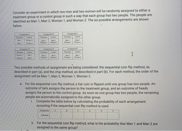 Consider an experiment in which two men and two women | Chegg.com