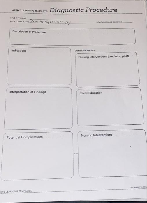 Solved ACTIVE LEARNING TEMPLATE Diagnostic Procedure STUDENT | Chegg.com