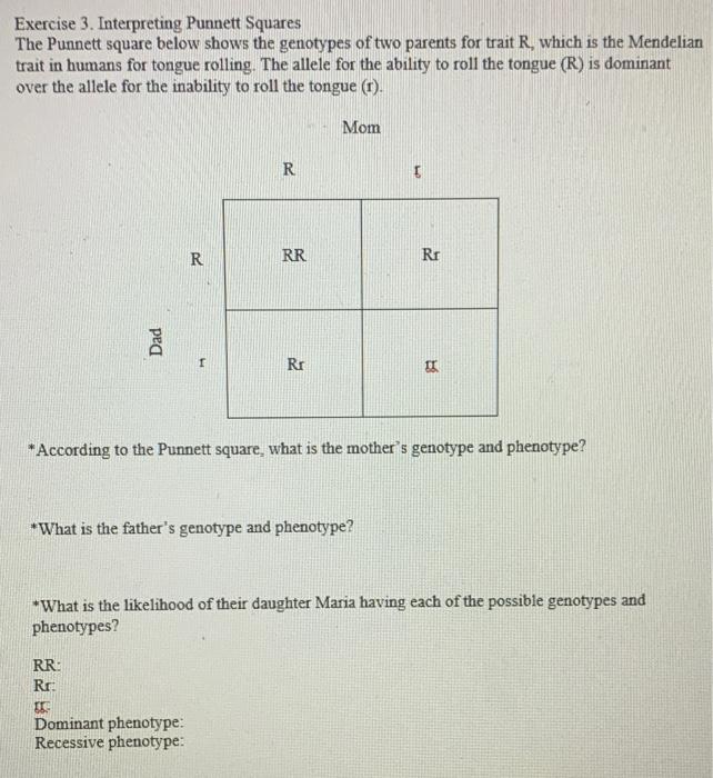 Solved Exercise 1. Creating Punnett Squares Trai F is the | Chegg.com