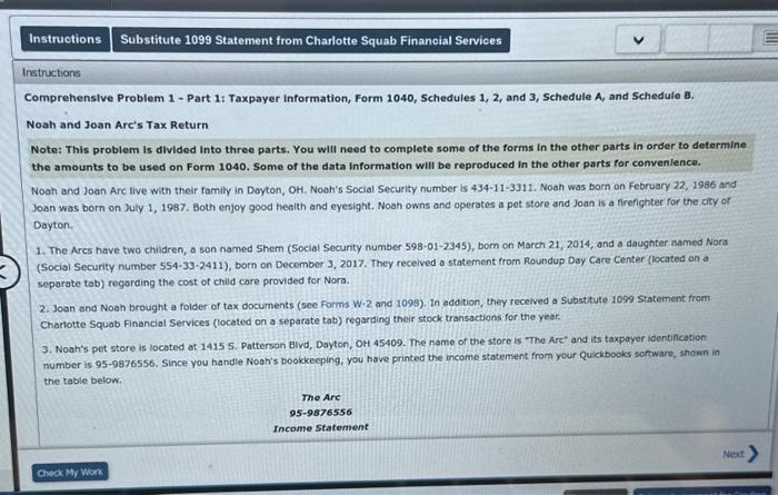 Comprehenslve Problem 1 - Part 1: Taxpayer | Chegg.com