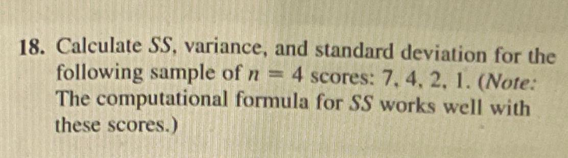 Solved Calculate SS, ﻿variance, and standard deviation for | Chegg.com