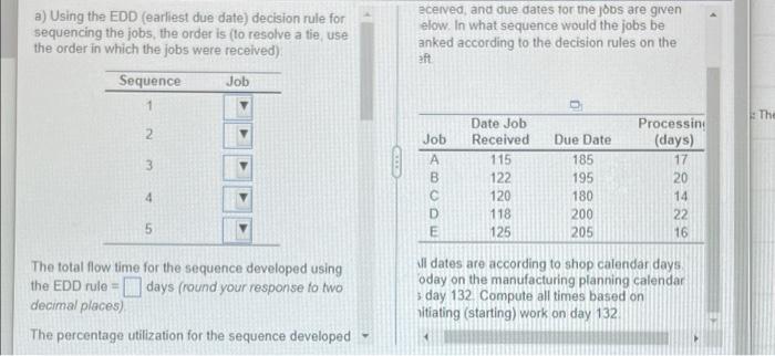 Solved a) Using the EDD (earliest due date) decision rule | Chegg.com