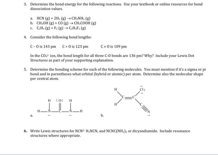 3. Determine the bond energy for the following | Chegg.com