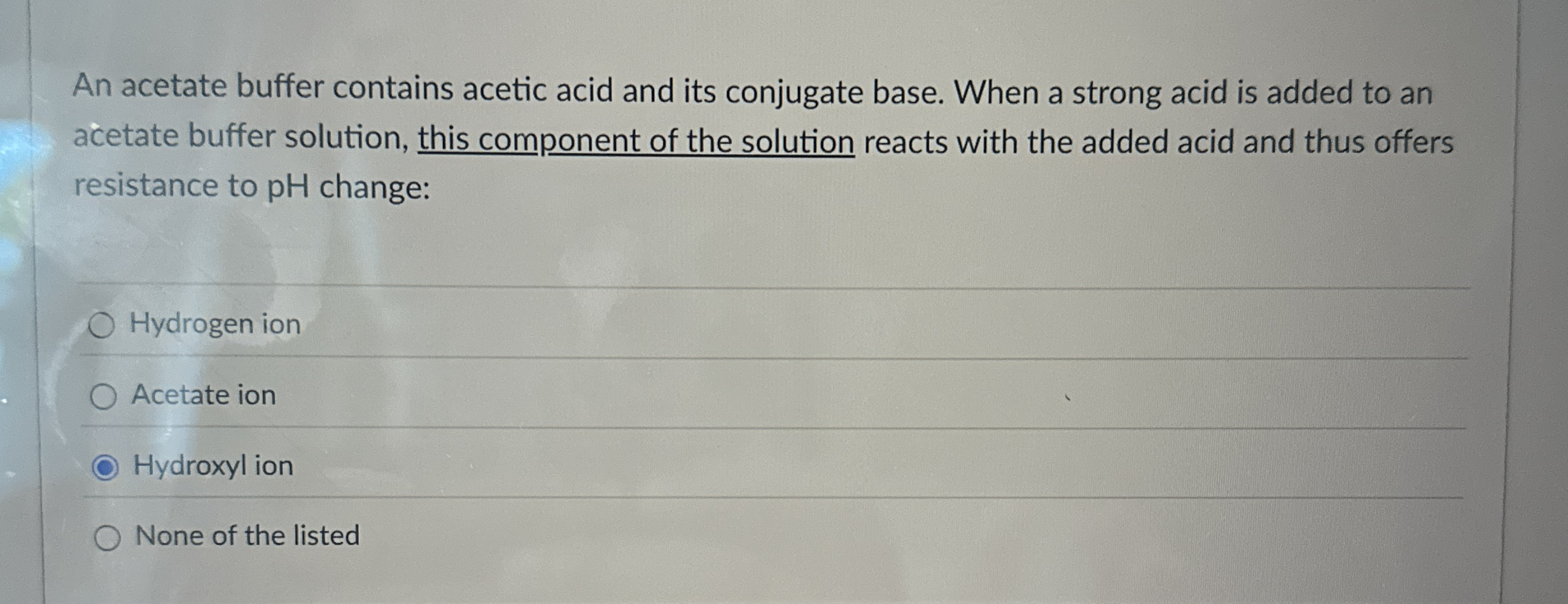 Solved An acetate buffer contains acetic acid and its | Chegg.com