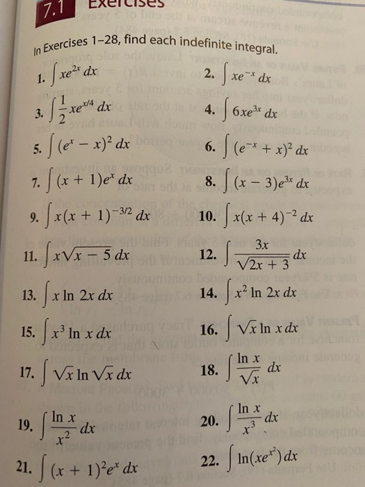 Solved In Exercises 1 28 Find Each Indefinite Integral 7 1