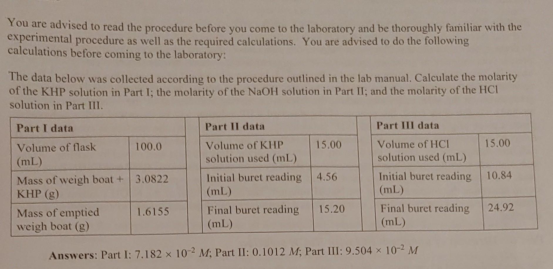 Solved You are advised to read the procedure before you come | Chegg.com