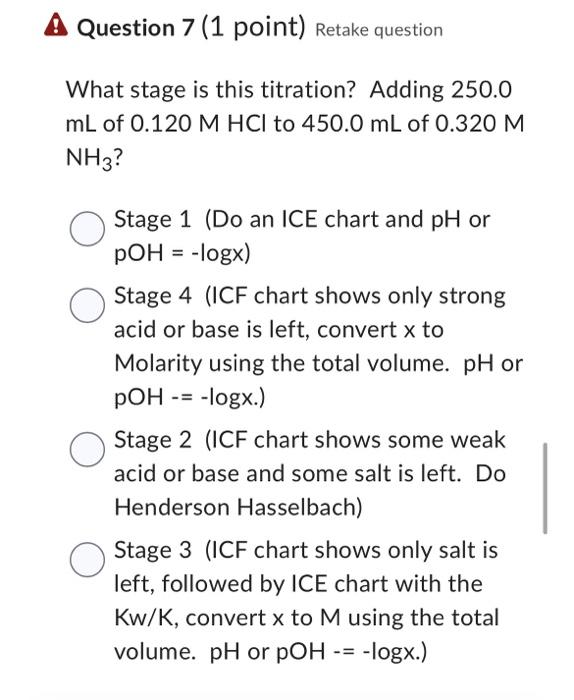 Solved Question 7 (1 point) Retake question What stage is | Chegg.com
