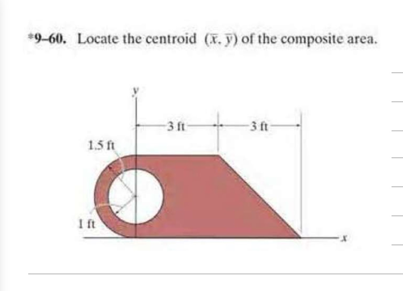 Solved *9-60. ﻿Locate the centroid (x‾,bar (y)) ﻿of the | Chegg.com
