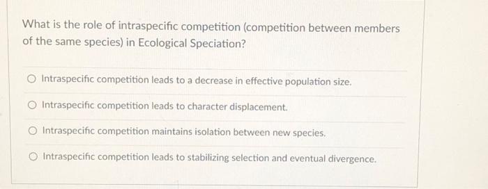 Solved What is the role of intraspecific competition | Chegg.com