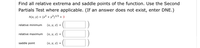 Solved Find all relative extrema and saddle points of the | Chegg.com