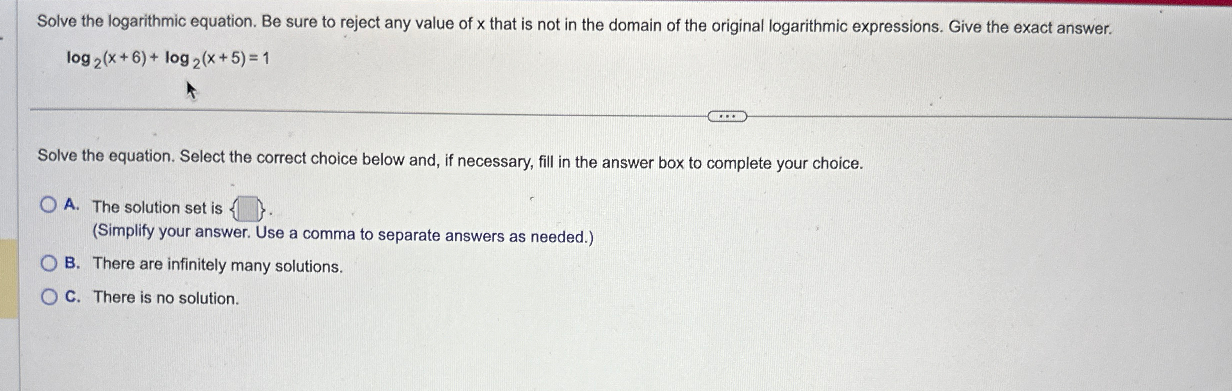 Solved Solve the logarithmic equation. Be sure to reject any | Chegg.com