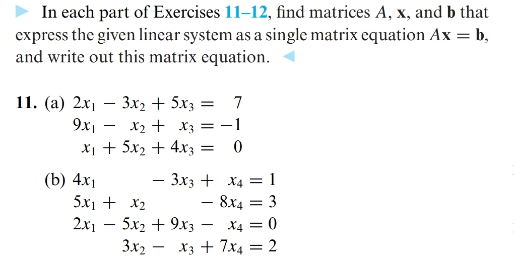 Solved In each part of Exercises 11-12, ﻿find matrices A,x, | Chegg.com