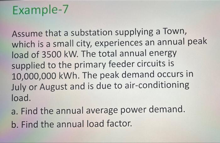 Solved Assume that a substation supplying a Town, which is a | Chegg.com