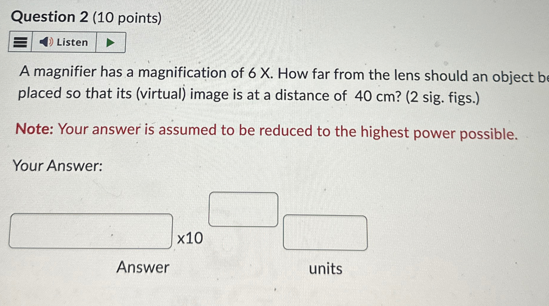 Solved magnifier has a magnification of 6x. ﻿How far from | Chegg.com