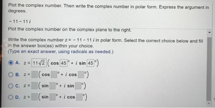 Solved Plot the complex number. Then write the complex | Chegg.com