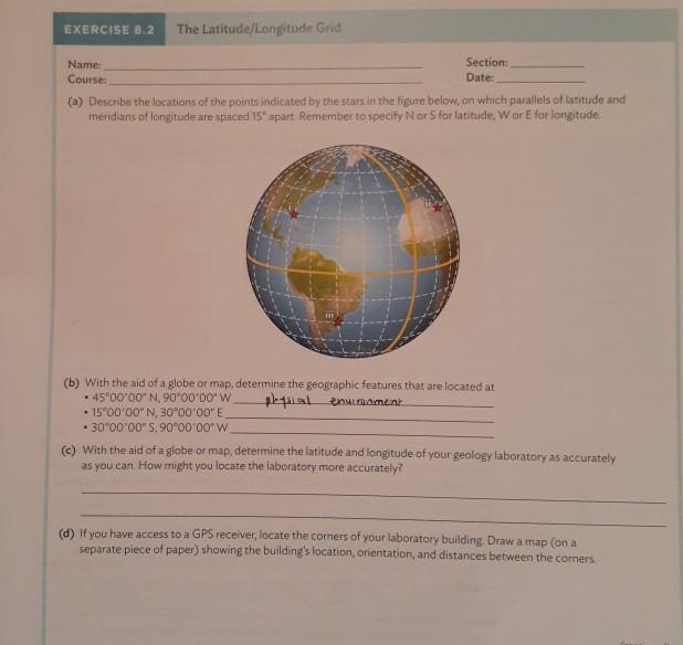 Solved Exercise 82 The Latitudelongitude Grid Name 