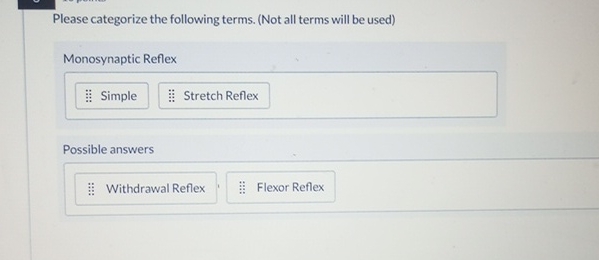 Solved Please categorize the following terms. (Not all terms | Chegg.com